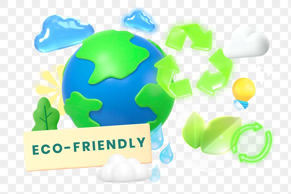 Eco-friendly png word element, 3d | Premium PNG - rawpixel