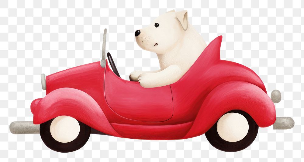 PNG Dog drives red car | Free PNG - rawpixel