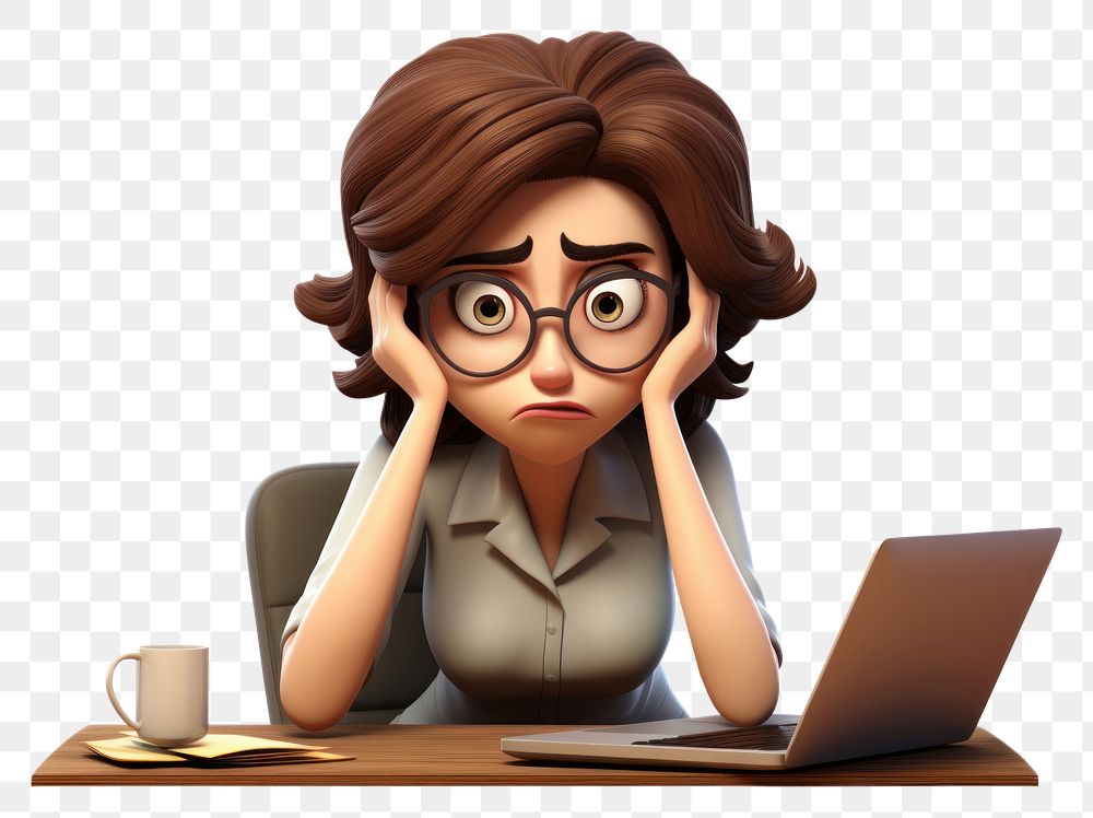 Stressed business woman laptop computer | Premium PNG - rawpixel