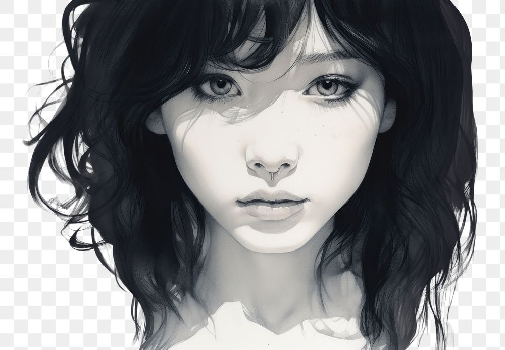 PNG Girl drawing portrait sketch. | Free PNG - rawpixel