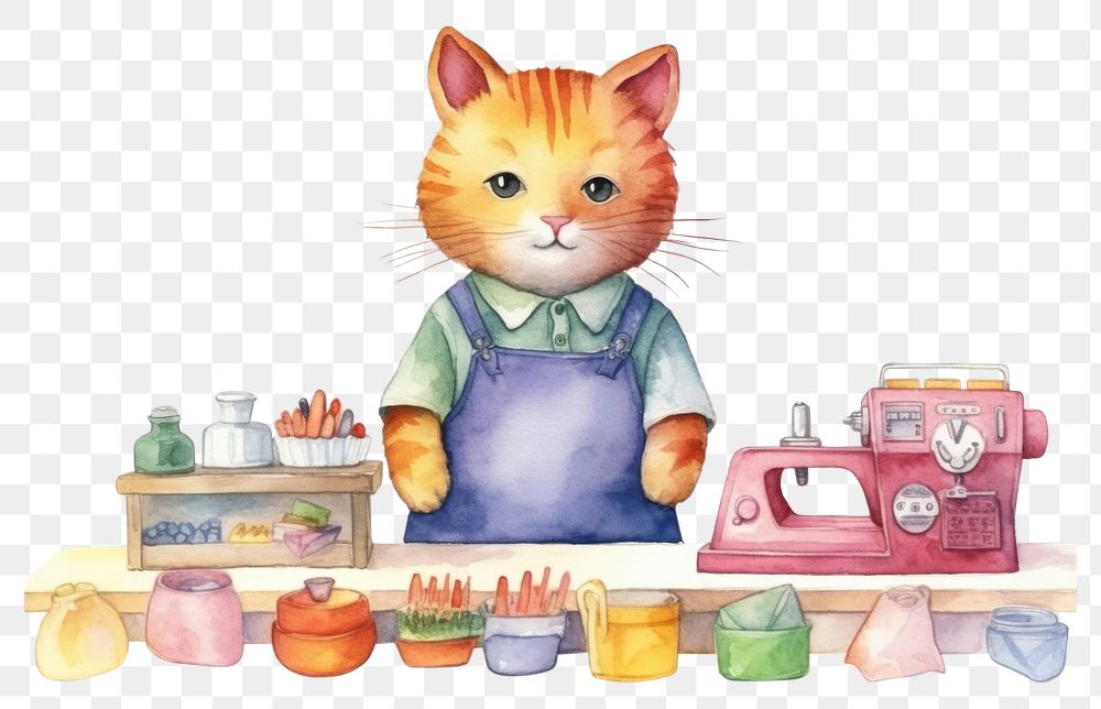 PNG Cat cashier drawing mammal | Free PNG - rawpixel