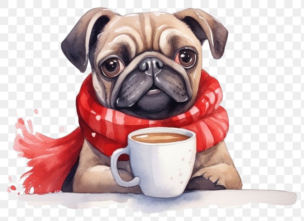 PNG Pug drinking coffee animal | Premium PNG - rawpixel