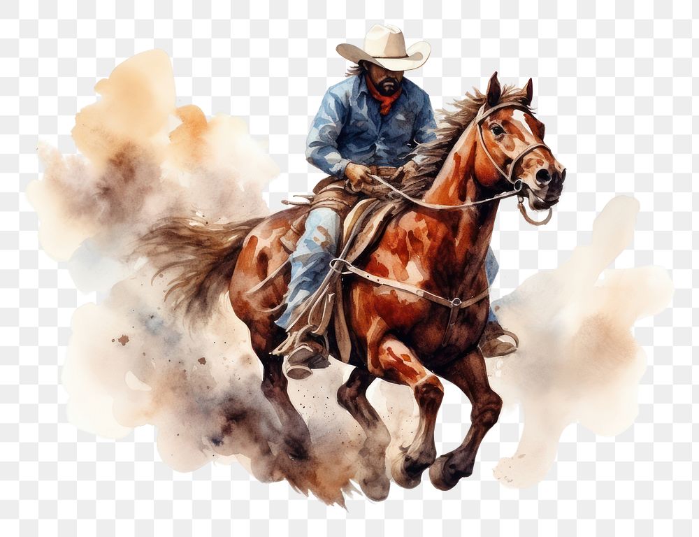 PNG Watercolor cowboy rodeo drawing | Premium PNG - rawpixel