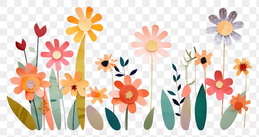 PNG colorful flowers, paper craft | Free PNG - rawpixel