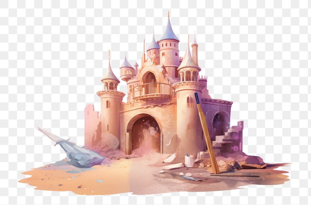 PNG Building architecture outdoors painting. | Premium PNG - rawpixel