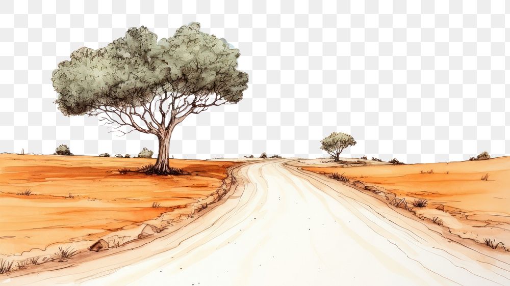 PNG Road sketch landscape outdoors. | Premium PNG - rawpixel