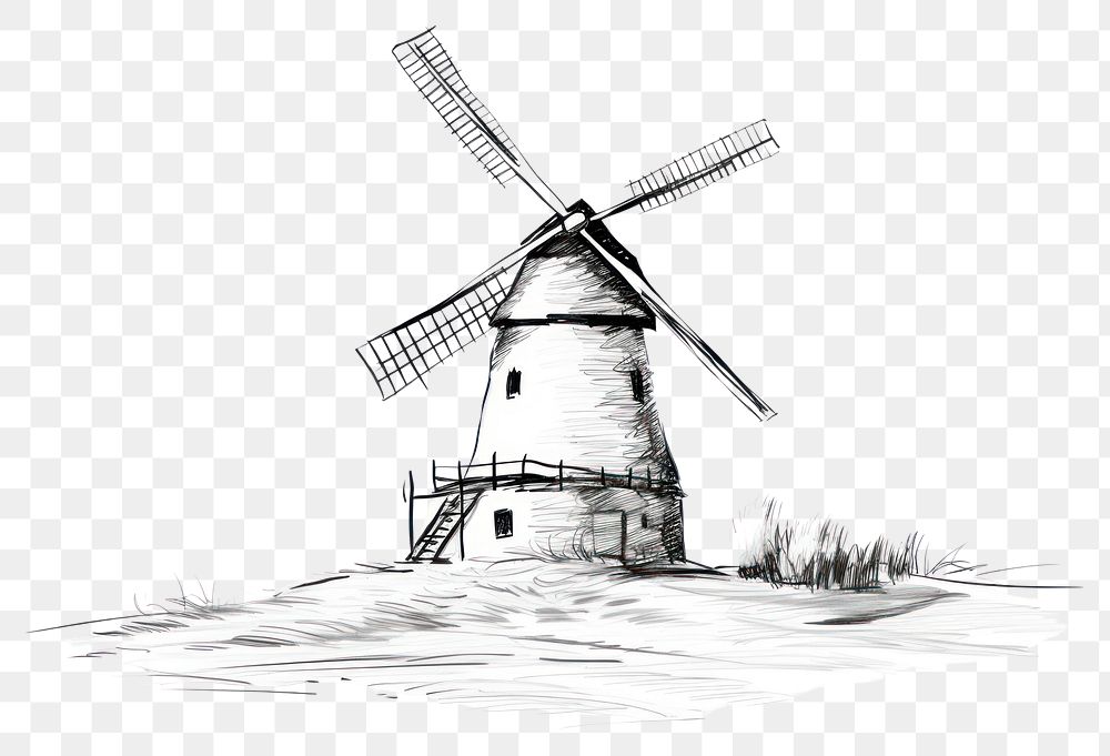 PNG Windmill windmill outdoors drawing. | Free PNG - rawpixel