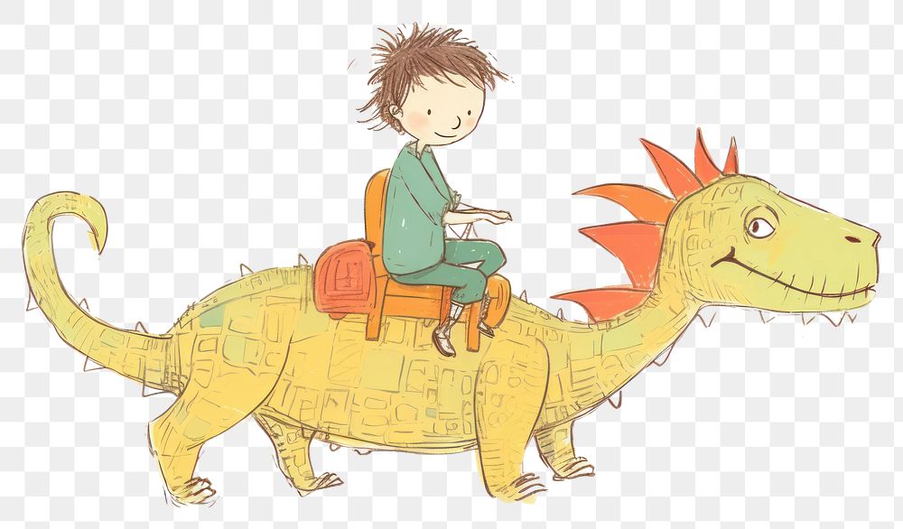 PNG Kid ride dinosaur drawing | Free PNG - rawpixel