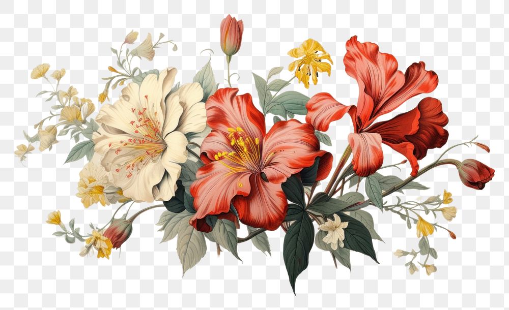 PNG Vintage flower painting pattern | Premium PNG - rawpixel