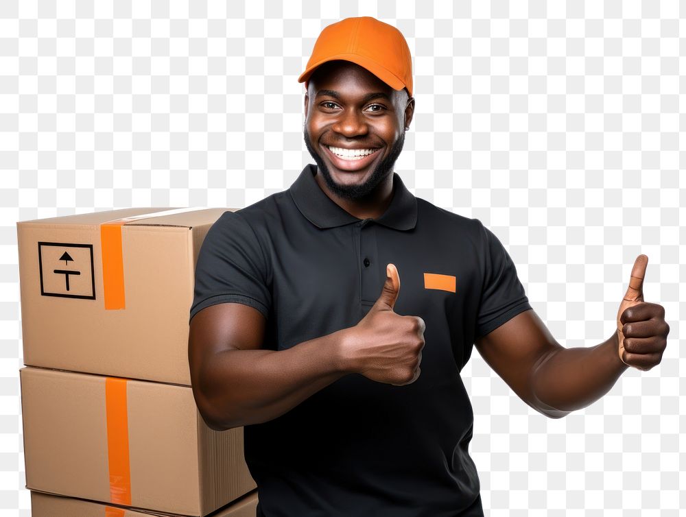 PNG Delivery man pointing box | Premium PNG - rawpixel