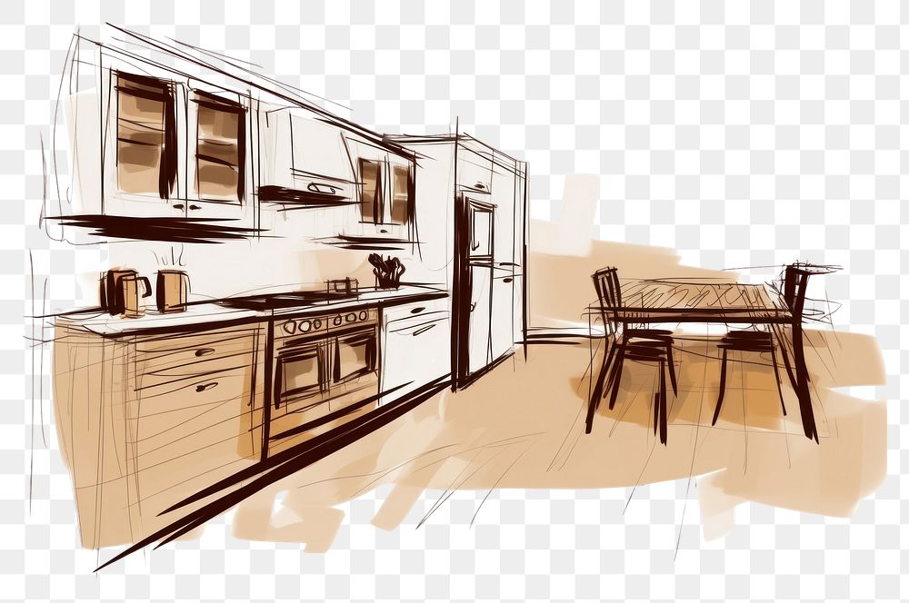 PNG Minimal kitchen drawing sketch | Free PNG - rawpixel