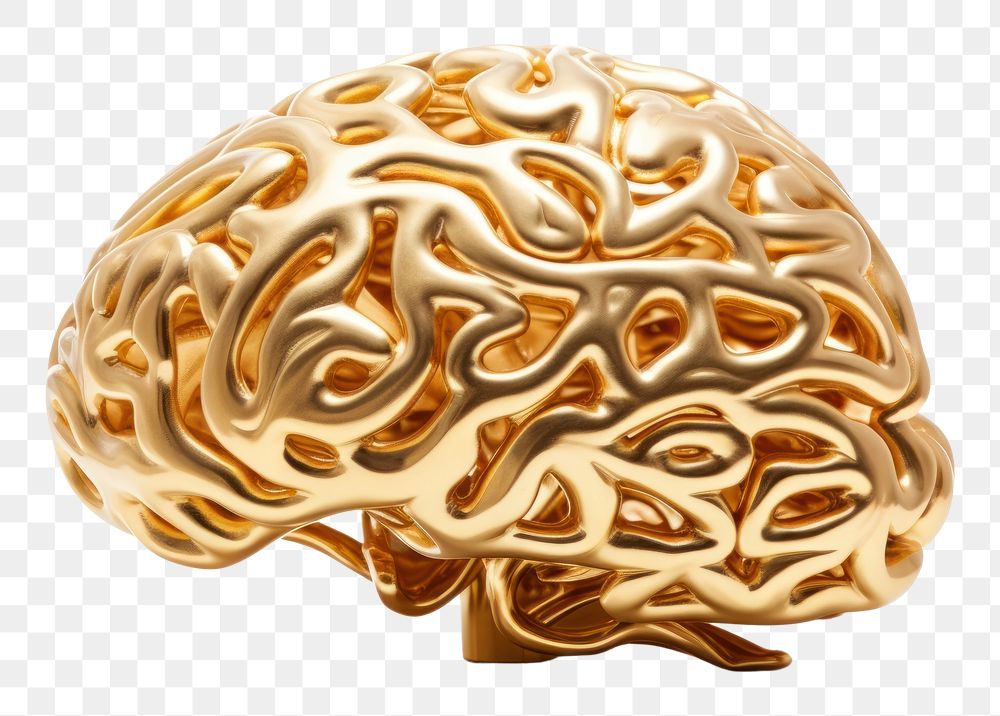 PNG Brain gold white background | Premium PNG - rawpixel