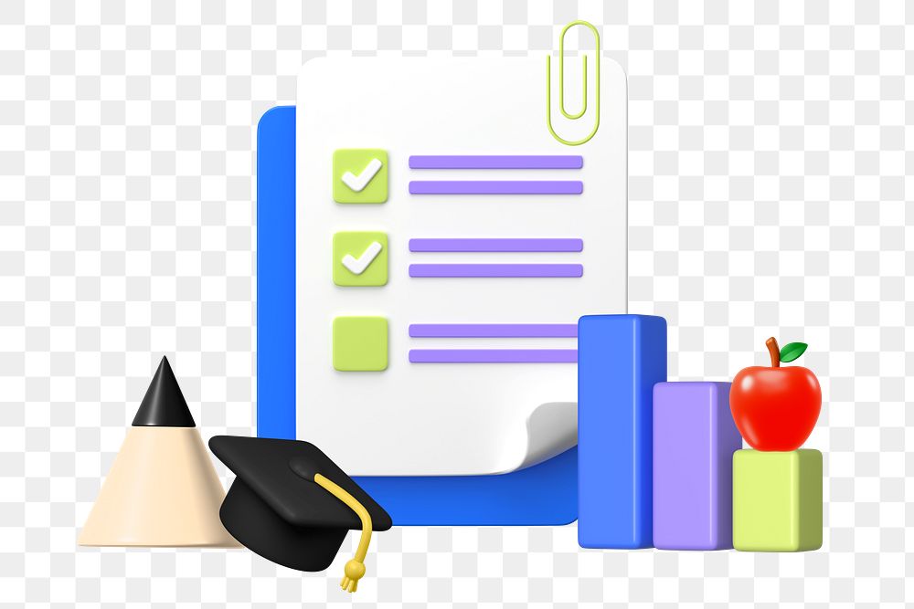 Academic checklist png sticker, 3D | Premium PNG - rawpixel