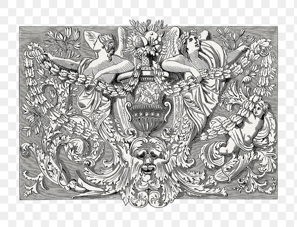 PNG vintage angels ornament element, | Free PNG - rawpixel