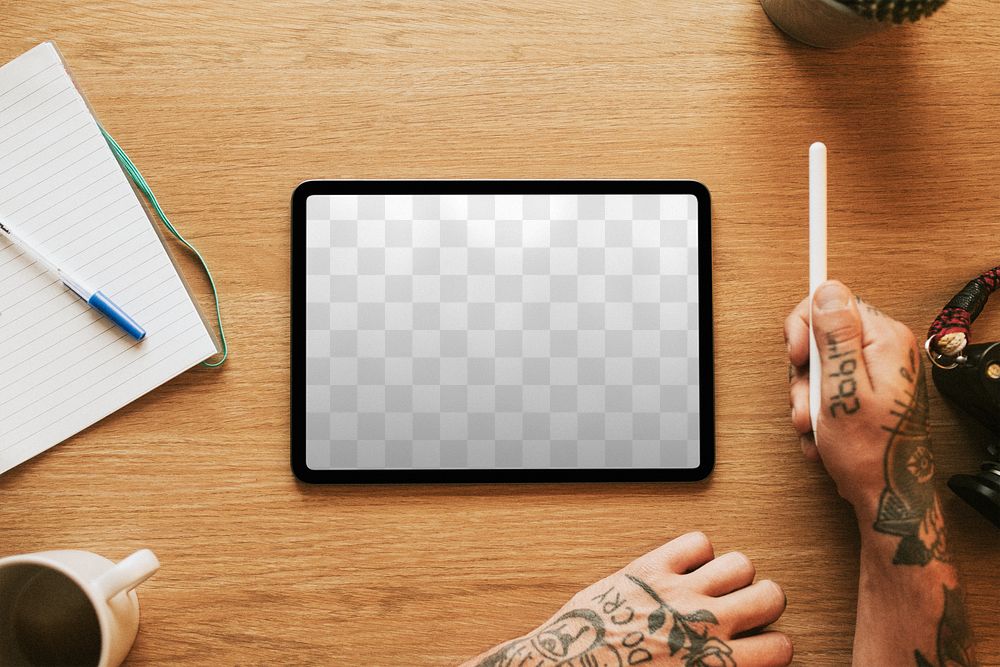 Tablet screen mockup png with a stylus | Free PNG - rawpixel