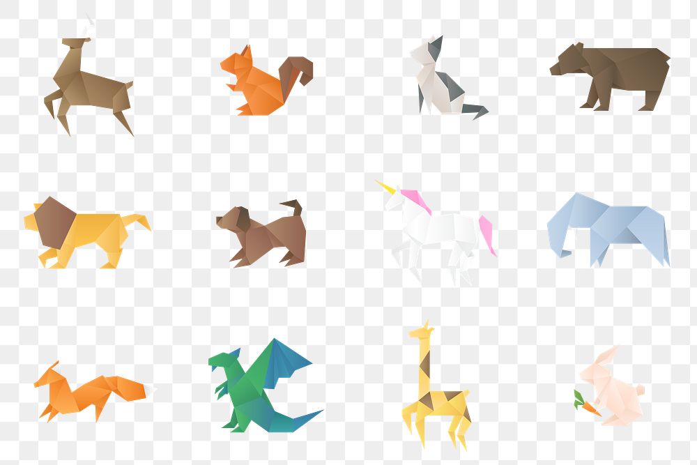 Animals png polygon paper craft | Free PNG - rawpixel