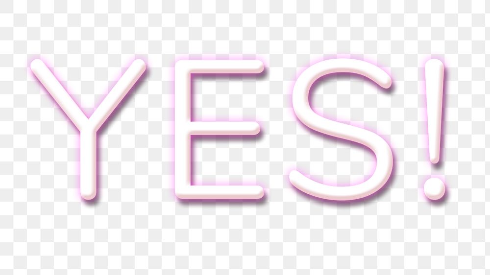Purple neon word YES typography | Free PNG - rawpixel