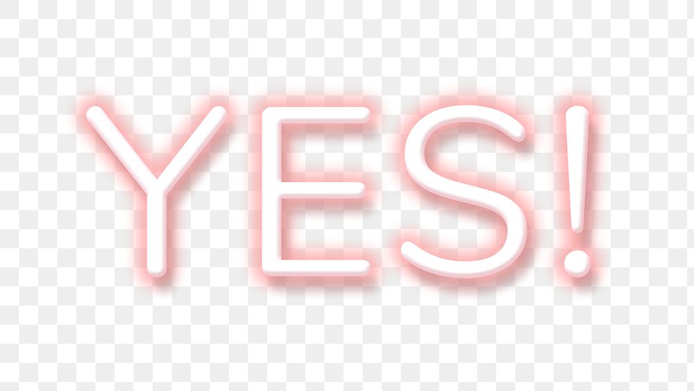 Pink neon word YES typography | Free PNG - rawpixel