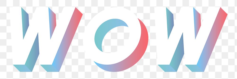 Isometric word Wow typography design | Free PNG Sticker - rawpixel