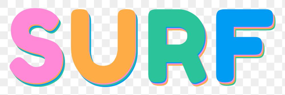 Word png surf text typography | Free PNG Sticker - rawpixel
