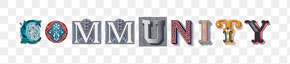 Community word png retro victorian | Free PNG Sticker - rawpixel