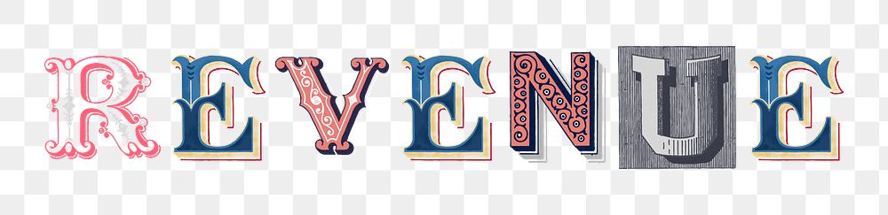 Revenue word png ornamental font | Free PNG Sticker - rawpixel