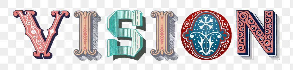 Vision word png ornamental font | Free PNG Sticker - rawpixel