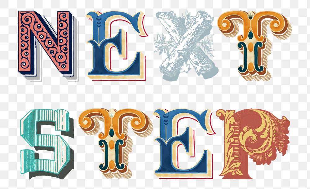 Next step word png ornamental | Free PNG Sticker - rawpixel