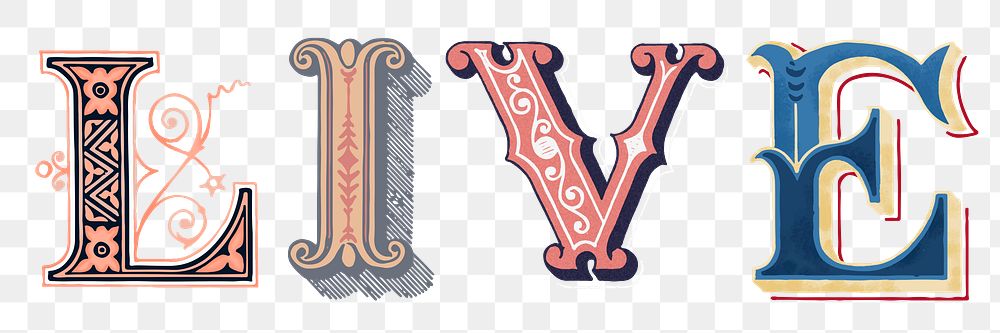 Live word png retro victorian | Premium PNG Sticker - rawpixel