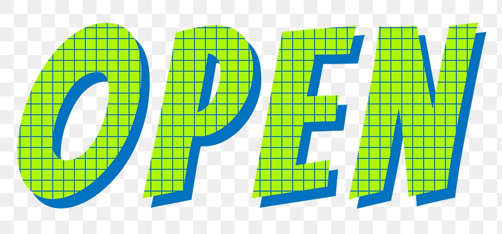 Word open funky typography png | Free PNG Sticker - rawpixel