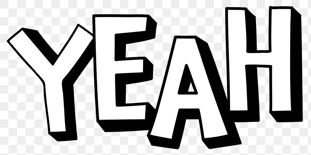 Yeah shadow font typography png | Free PNG Sticker - rawpixel