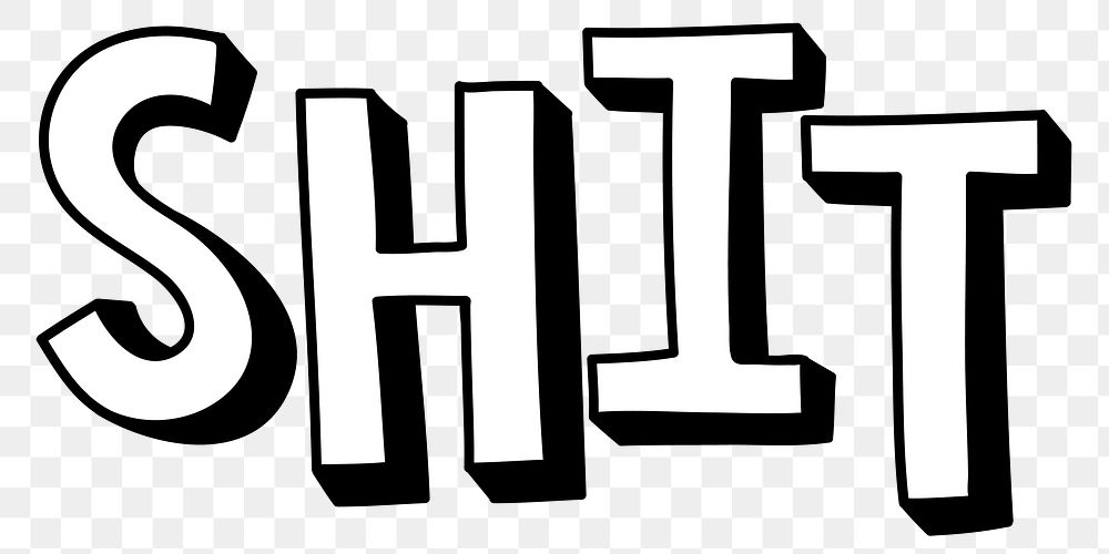 Shit shadow font typography png | Free PNG Sticker - rawpixel