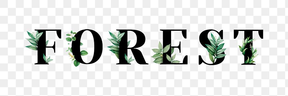 Botanical FOREST png word typography | Free PNG Sticker - rawpixel