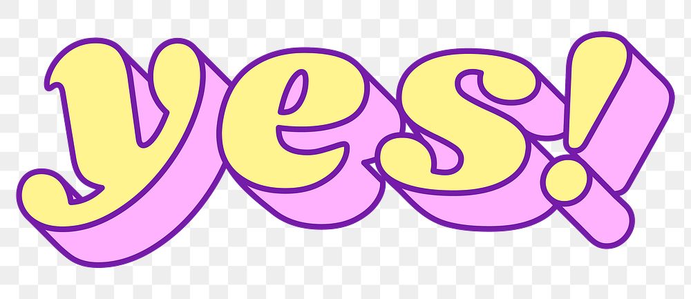 Yes! word png retro typography | Free PNG Sticker - rawpixel