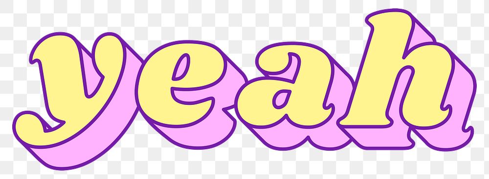 Yeah word png retro typography | Free PNG Sticker - rawpixel