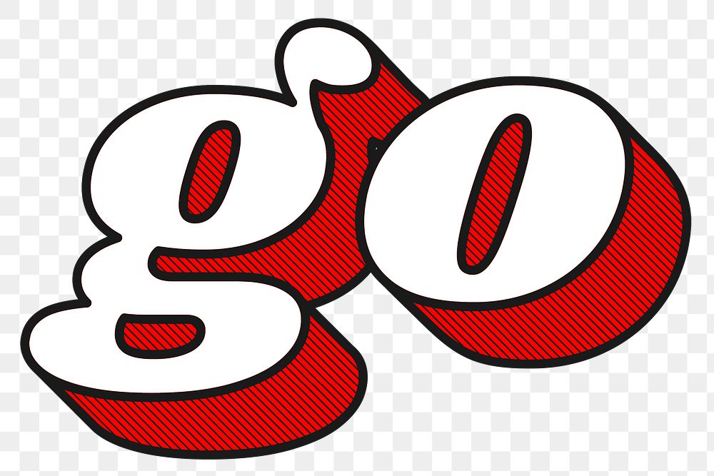 Go word png retro red | Free PNG Sticker - rawpixel