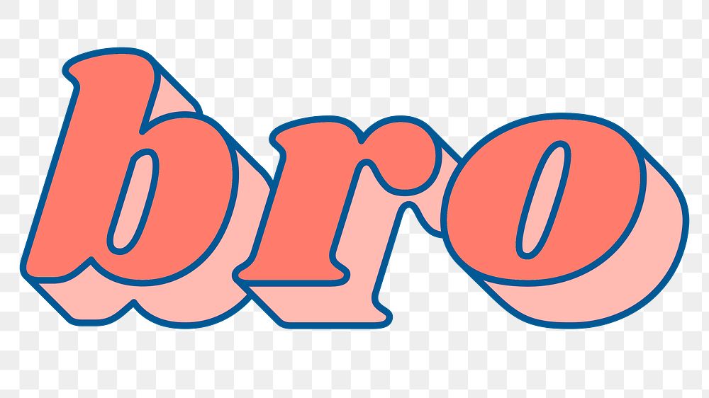 Bro retro 3D typography png | Free PNG Sticker - rawpixel