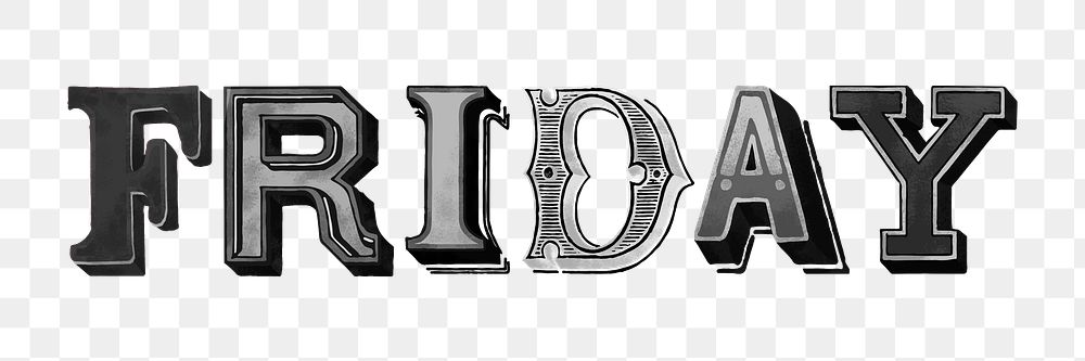 Friday text retro graphic png | Free PNG Sticker - rawpixel