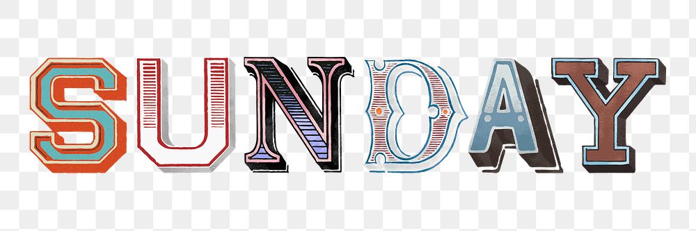 Sunday word vintage typography png | Free PNG Sticker - rawpixel