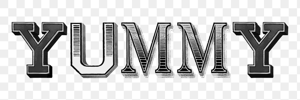 Yummy text retro graphic png | Free PNG Sticker - rawpixel