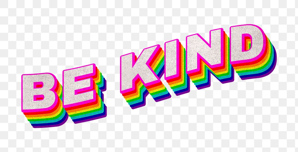 Rainbow word BE KIND typography | Premium PNG Sticker - rawpixel