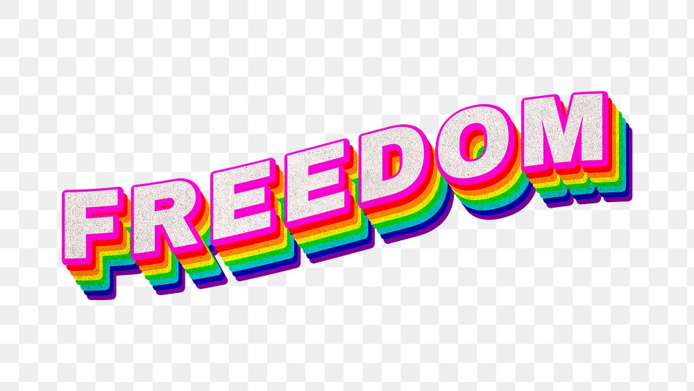 Rainbow word FREEDOM typography design | Free PNG Sticker - rawpixel