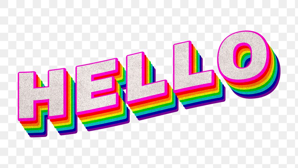 Rainbow word HELLO typography design | Free PNG Sticker - rawpixel