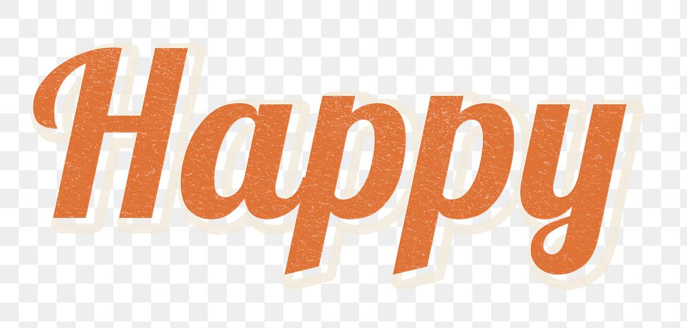Retro word happy typography design | Free PNG Sticker - rawpixel