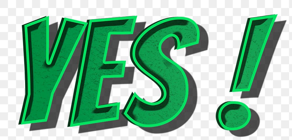 Yes! retro cartoon png typography | Free PNG Sticker - rawpixel