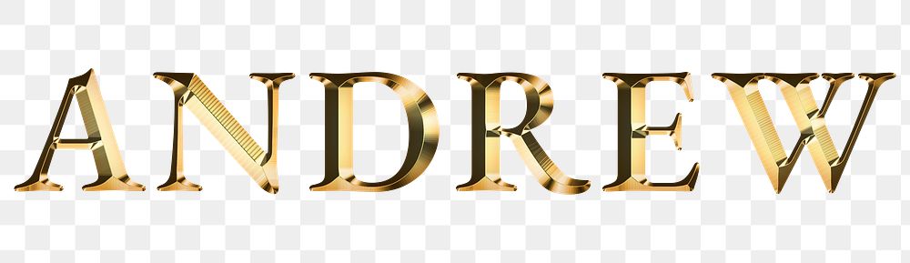 Andrew typography in gold effect | Free PNG Sticker - rawpixel