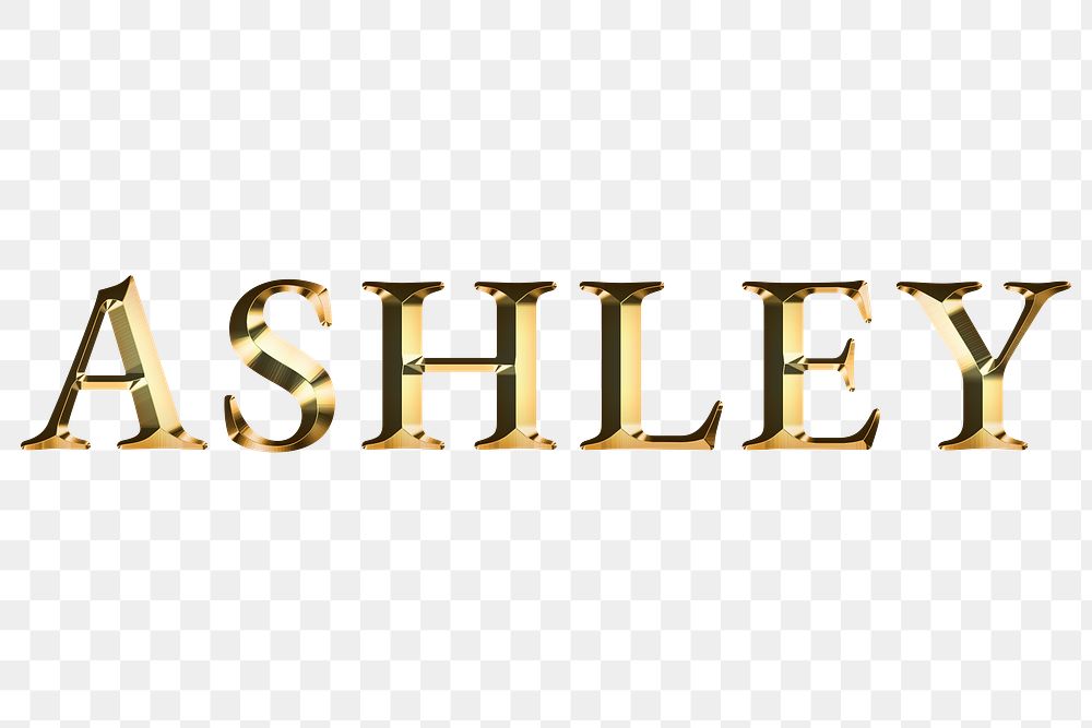 Ashley typography in gold effect | Free PNG Sticker - rawpixel
