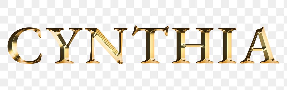 Cynthia typography in gold effect | Free PNG Sticker - rawpixel