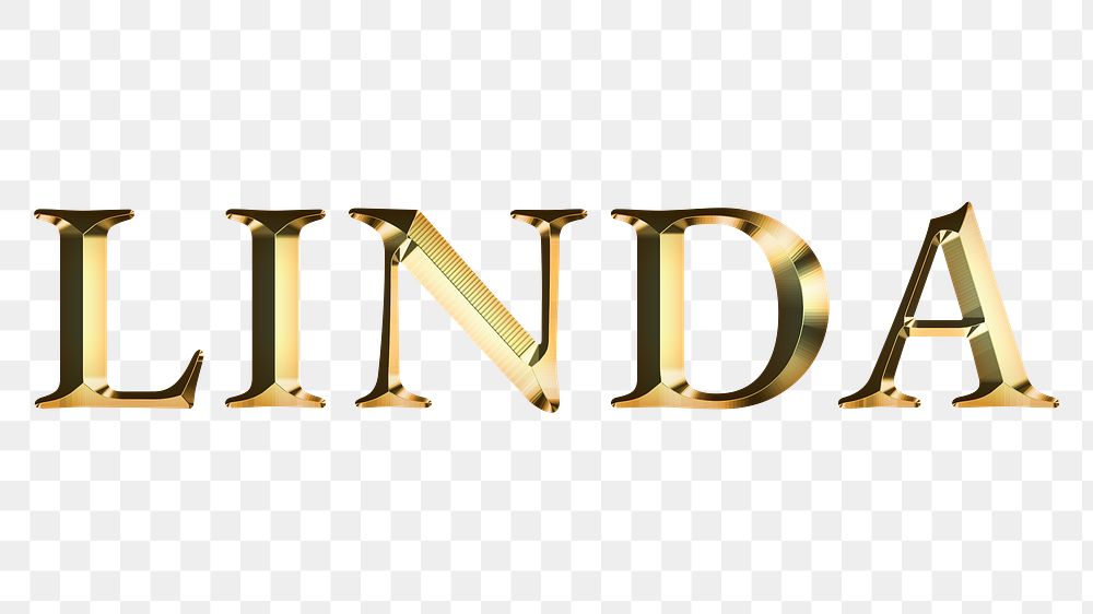 Linda typography in gold effect | Free PNG Sticker - rawpixel