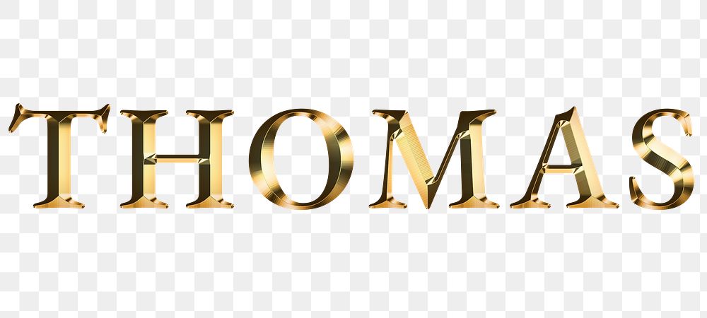 Thomas typography in gold effect | Free PNG Sticker - rawpixel